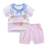 China Summer Kids Pajama Set Plain Animal Short Sleeve Tee And Shorts for sale