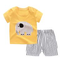 China Summer Kids Pajama Set Plain Animal Short Sleeve Tee And Shorts for sale