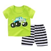 China Summer Kids Pajama Set Plain Animal Short Sleeve Tee And Shorts for sale