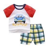 China Summer Kids Pajama Set Plain Animal Short Sleeve Tee And Shorts for sale