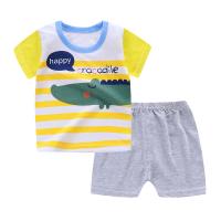 China Summer Kids Pajama Set Plain Animal Short Sleeve Tee And Shorts for sale