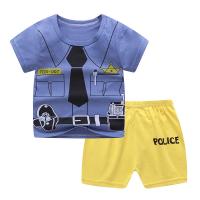 China Summer Kids Pajama Set Plain Animal Short Sleeve Tee And Shorts for sale