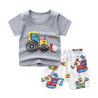 China Summer Kids Pajama Set Plain Animal Short Sleeve Tee And Shorts for sale