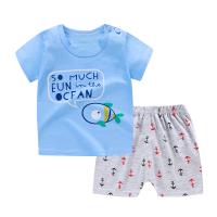 China Summer Kids Pajama Set Plain Animal Short Sleeve Tee And Shorts for sale