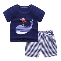 China Summer Kids Pajama Set Plain Animal Short Sleeve Tee And Shorts for sale