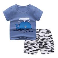 China Summer Kids Pajama Set Plain Animal Short Sleeve Tee And Shorts for sale