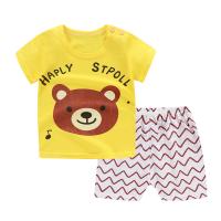 China Summer Kids Pajama Set Plain Animal Short Sleeve Tee And Shorts for sale