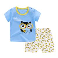 China Summer Kids Pajama Set Plain Animal Short Sleeve Tee And Shorts for sale