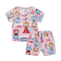 China Summer Kids Pajama Set Plain Animal Short Sleeve Tee And Shorts for sale