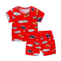 China Summer Kids Pajama Set Plain Animal Short Sleeve Tee And Shorts for sale