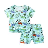 China Summer Kids Pajama Set Plain Animal Short Sleeve Tee And Shorts for sale