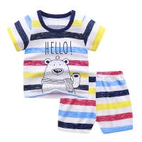 China Summer Kids Pajama Set Plain Animal Short Sleeve Tee And Shorts for sale