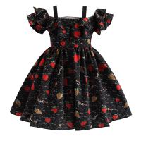 China Summer Printed Flower Ruffle Princess Dress Frock Full Sleeve Pleated Retro Style for sale
