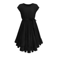 China Summer Ruffled Girls Skirt Round Neck Short Sleeved Dress Breathable Comfortable for sale