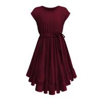China Summer Ruffled Girls Skirt Round Neck Short Sleeved Dress Breathable Comfortable for sale