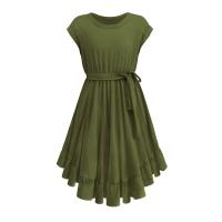 China Summer Ruffled Girls Skirt Round Neck Short Sleeved Dress Breathable Comfortable for sale