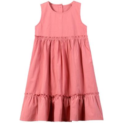 China Girls Everyday Casual Dresses Pleated Linen Cotton Kids Summer Children'S Clothing for sale
