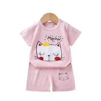 China Cotton Cartoon Home Wear Kids Clothing Shorts Short Sleeve Casual Two Piece for sale
