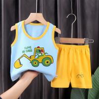 China 3M-9M Children's Summer Cotton Suit Girls' Shorts Clothes Boys' Sleeveless for sale