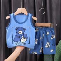 China 3M-9M Children's Summer Cotton Suit Girls' Shorts Clothes Boys' Sleeveless for sale