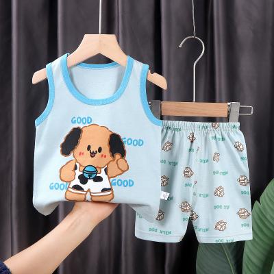 China 3M-9M Children's Summer Cotton Suit Girls' Shorts Clothes Boys' Sleeveless for sale