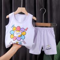 China 3M-9M Children's Summer Cotton Suit Girls' Shorts Clothes Boys' Sleeveless for sale