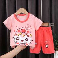 China 100% Cotton Summer Children's Outfit Sets Short Sleeve T-shirt Set for sale