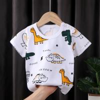 China Short Sleeved Children's Sports Shirts Pure Cotton Girls' Summer Clothes Boys' Top for sale
