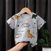 China Short Sleeved Children's Sports Shirts Pure Cotton Girls' Summer Clothes Boys' Top for sale