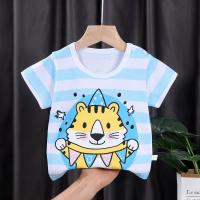 China Short Sleeved Children's Sports Shirts Pure Cotton Girls' Summer Clothes Boys' Top for sale