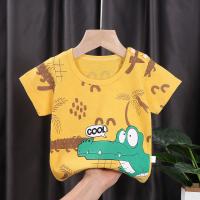 China Short Sleeved Children's Sports Shirts Pure Cotton Girls' Summer Clothes Boys' Top for sale
