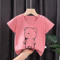 China Short Sleeved Children's Sports Shirts Pure Cotton Girls' Summer Clothes Boys' Top for sale