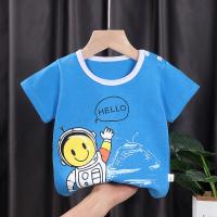 China Short Sleeved Children's Sports Shirts Pure Cotton Girls' Summer Clothes Boys' Top for sale