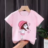 China Short Sleeved Children's Sports Shirts Pure Cotton Girls' Summer Clothes Boys' Top for sale