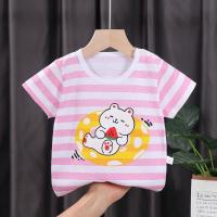China Short Sleeved Children's Sports Shirts Pure Cotton Girls' Summer Clothes Boys' Top for sale