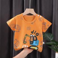 China Short Sleeved Children's Sports Shirts Pure Cotton Girls' Summer Clothes Boys' Top for sale