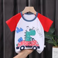China Short Sleeved Children's Sports Shirts Pure Cotton Girls' Summer Clothes Boys' Top for sale
