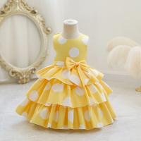 China 7Y-8Y Kid Polka Dot Princess Birthday Dress 60% Cotton for sale