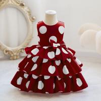 China 7Y-8Y Kid Polka Dot Princess Birthday Dress 60% Cotton for sale