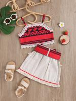 China Cotton Ethnic Bohemian Style Girl Child Short Skirt Suit 3Y-8Y for sale
