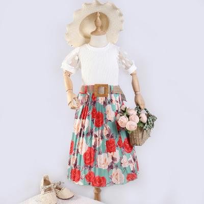 China Children's Country Style Short Sleeve Printed Girls Suit Butterfly Type for sale