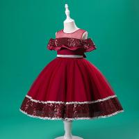 China Cotton Children's Dress Clothing Mid length Sequin Design Girls Princess Dress for sale
