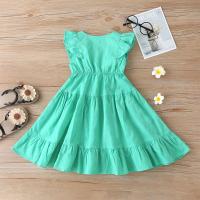 China Summer Children'S Clothing Dress Children'S Solid Color Suspender Pleated Dress for sale