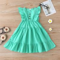 China Summer Children'S Clothing Dress Children'S Solid Color Suspender Pleated Dress for sale