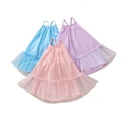 China Children'S Dress Clothing Summer Princess Dress Solid Color Baby Sling Dress for sale