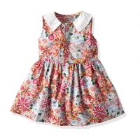 China Summer Children's Clothing Children's Vintage Dress Sleeveless Doll Collar Floral Dress for sale