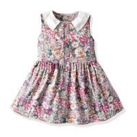 China Summer Children's Clothing Children's Vintage Dress Sleeveless Doll Collar Floral Dress for sale