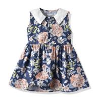 China Summer Children's Clothing Children's Vintage Dress Sleeveless Doll Collar Floral Dress for sale