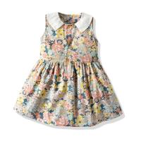 China Summer Children's Clothing Children's Vintage Dress Sleeveless Doll Collar Floral Dress for sale