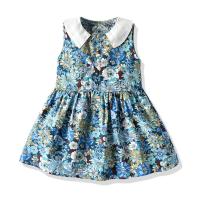 China Summer Children's Clothing Children's Vintage Dress Sleeveless Doll Collar Floral Dress for sale